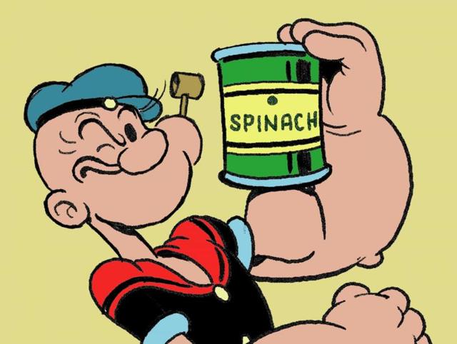 What does Popeye eat to become strong?