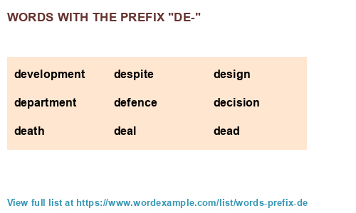 What does the prefix de example?