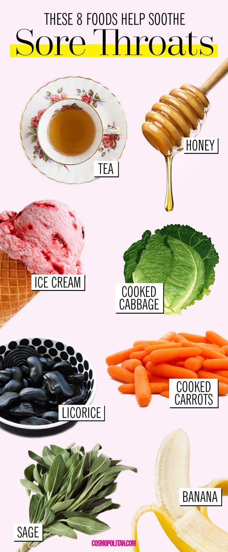 What foods take away sore throat?