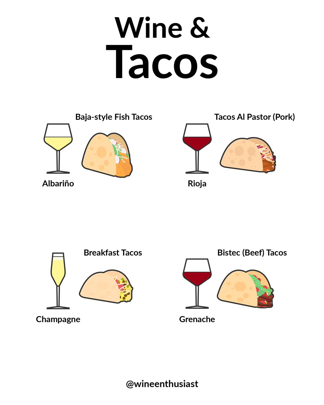 What goes better with tacos white or red wine?