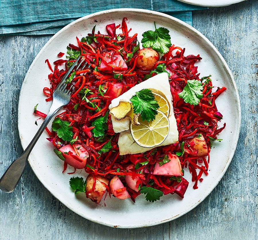 What goes well with beetroot and roasted Cod?