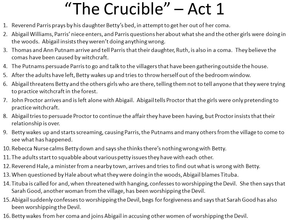 What happened to Ruth in Act 1 of The Crucible?