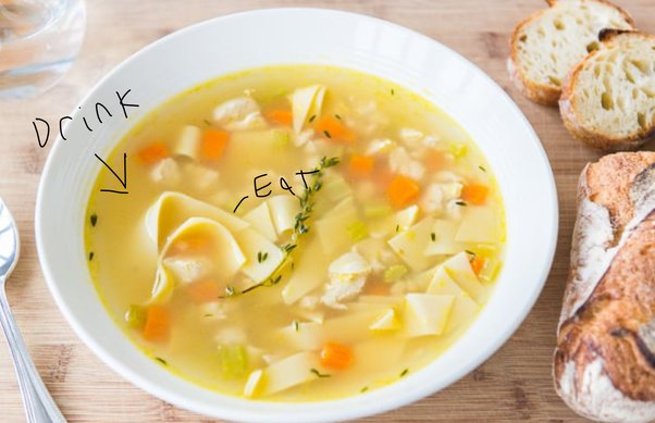 What happens if you drink water with soup?