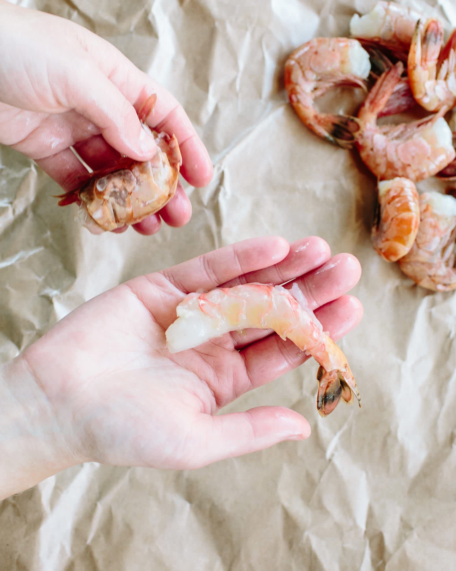 What happens if you peel the tail off a shrimp?