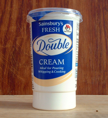 What happens to double cream when heated?