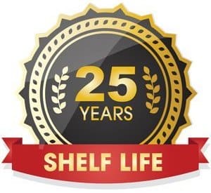 What has a 25 year shelf life?