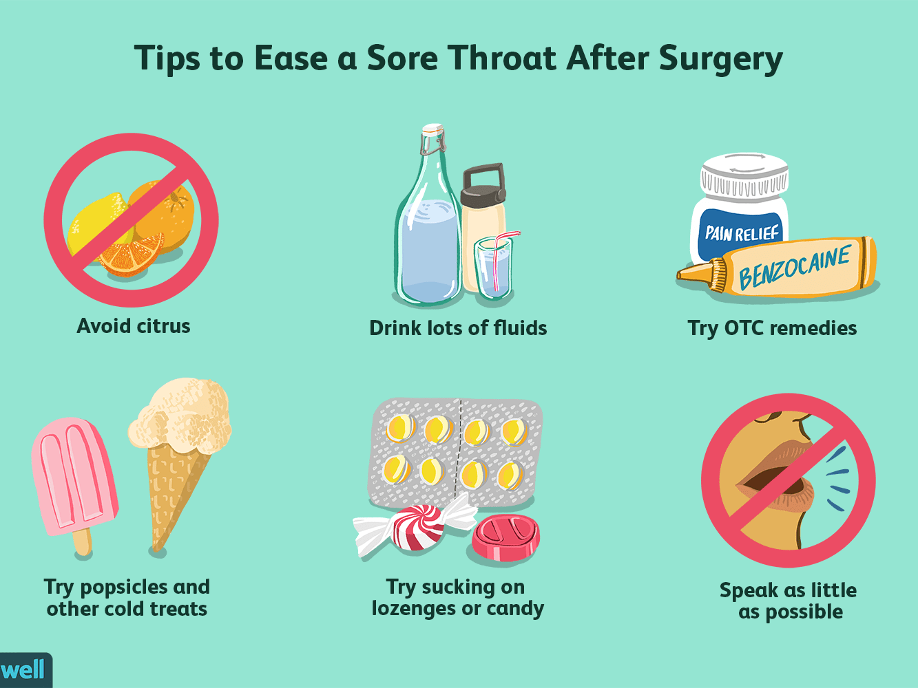 What helps a sore throat?