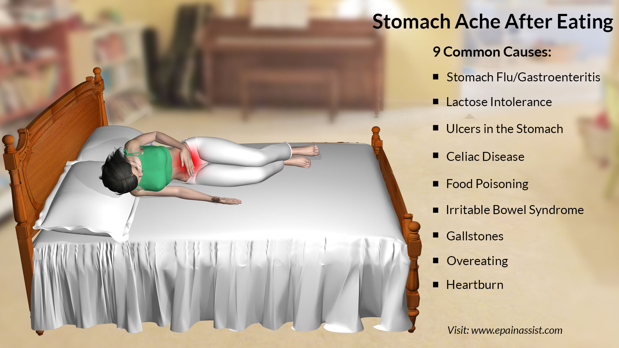 What helps a stomach ache after eating?