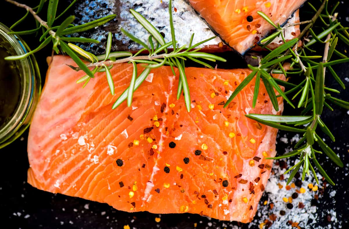 What herb or spice goes well with salmon?