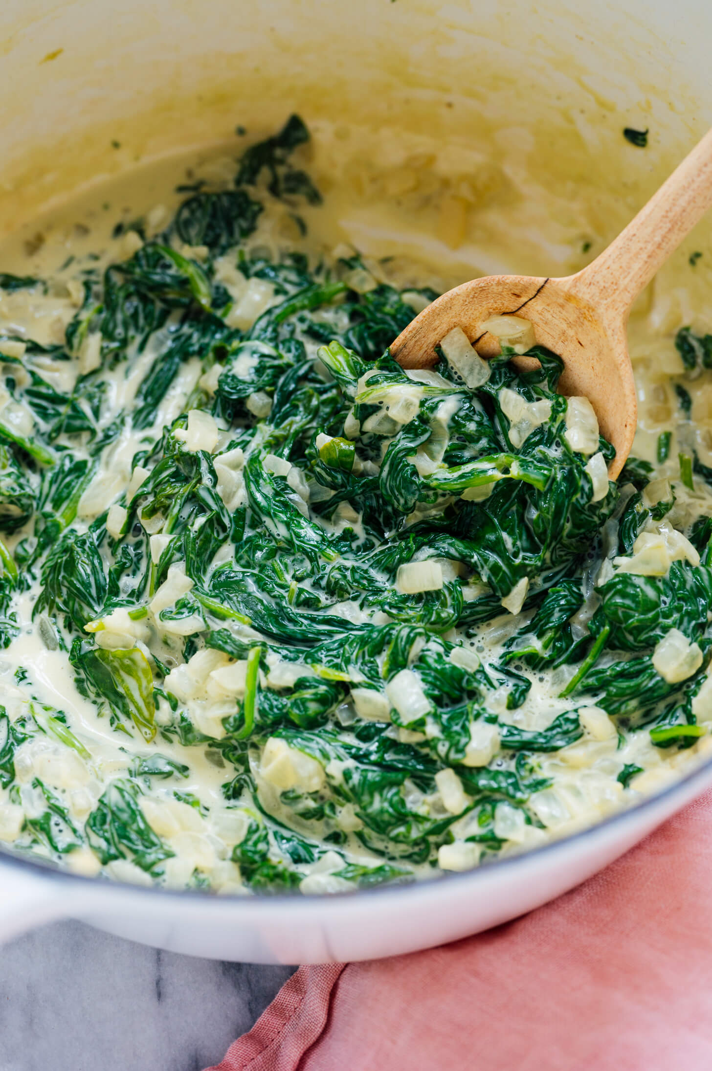 What is a serving of creamed spinach?