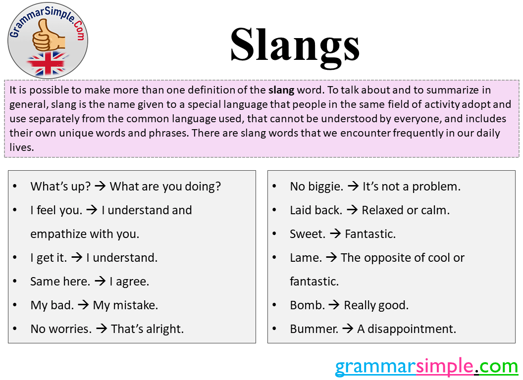 What is a slang and examples of a slang?