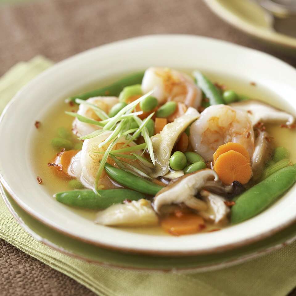 What is a thick soup made with vegetables fish or seafood?