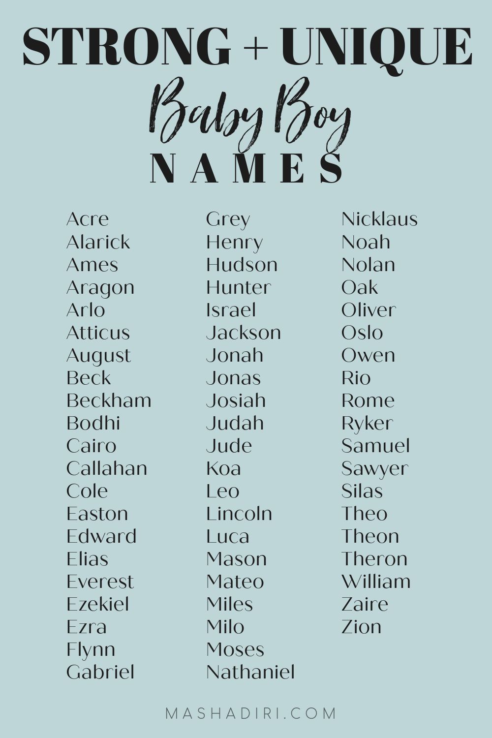 What is a unique name for a boy?