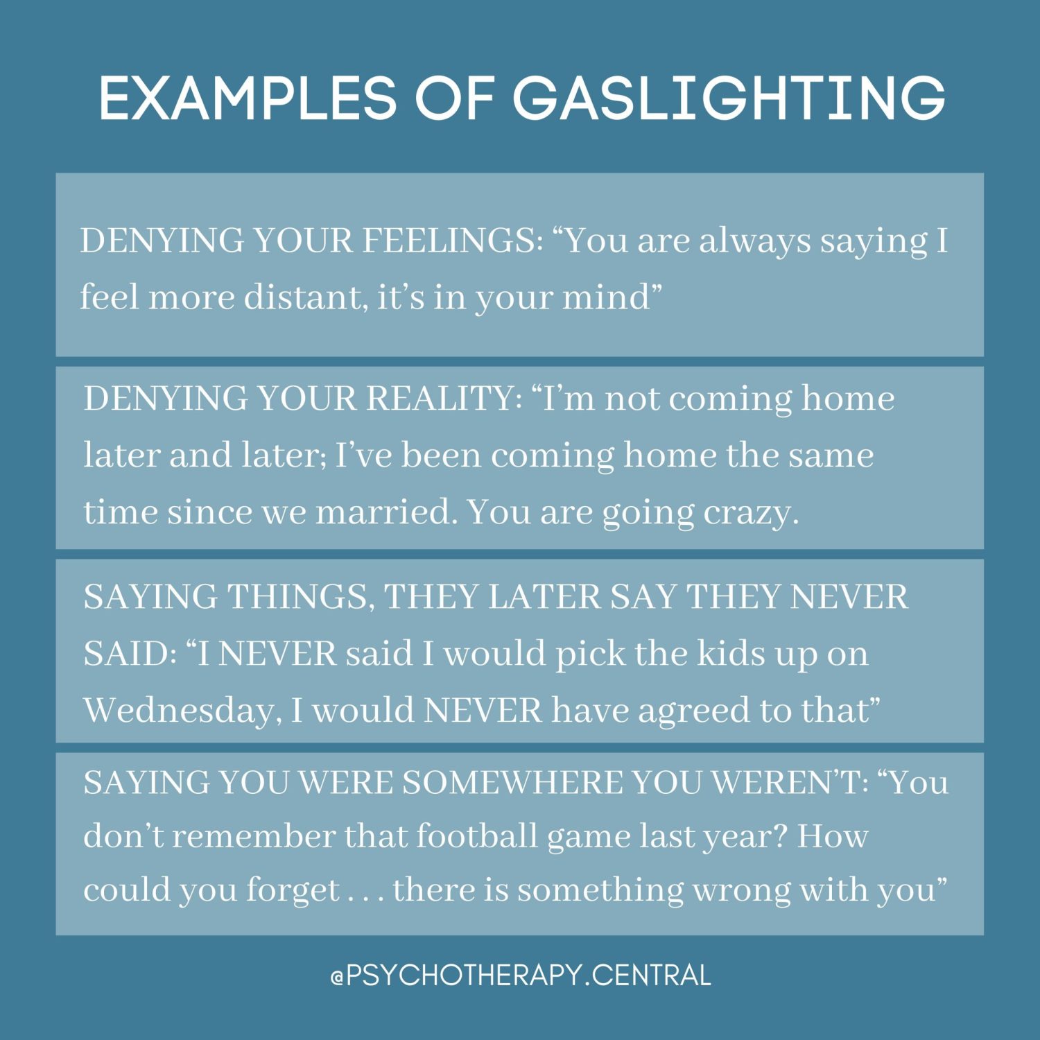 What is an example of gaslighting?