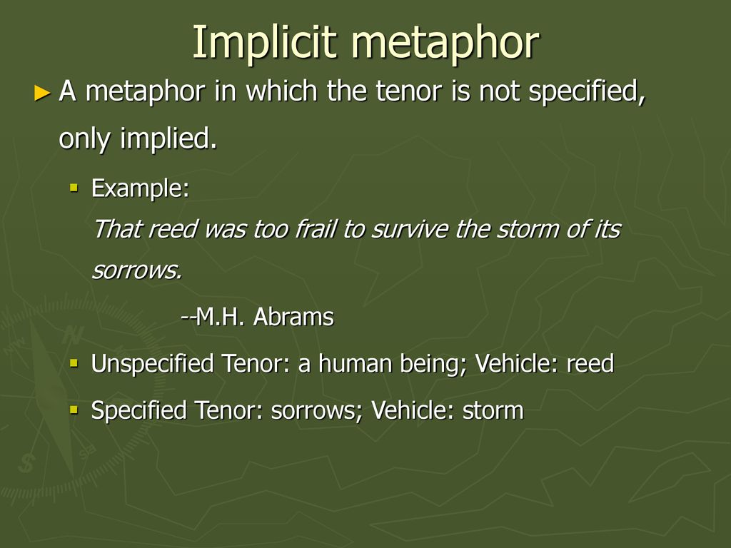 What is an implicit metaphor?