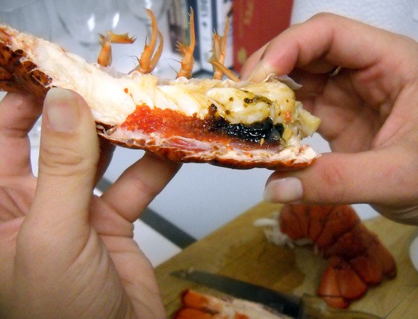 What is black stuff in lobster tail?