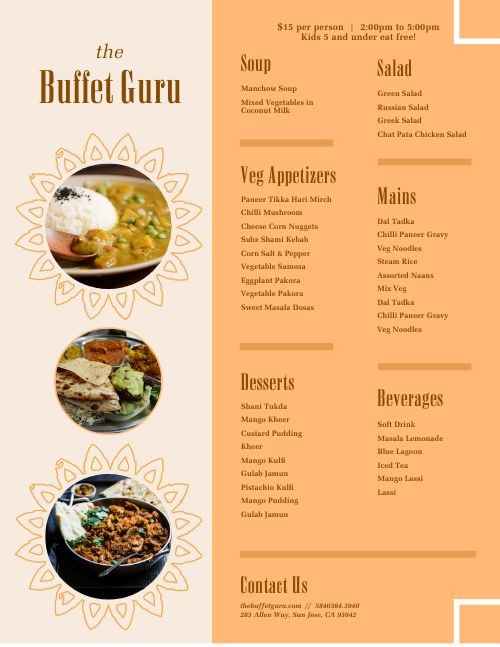 What is buffet menu?
