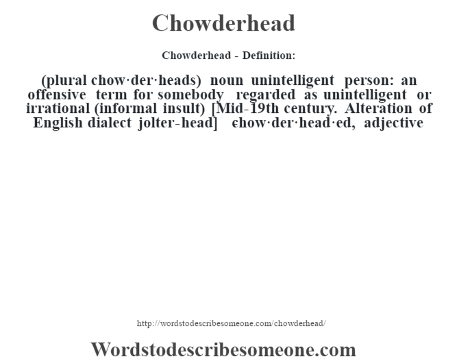What is Chowderhead mean in slang?