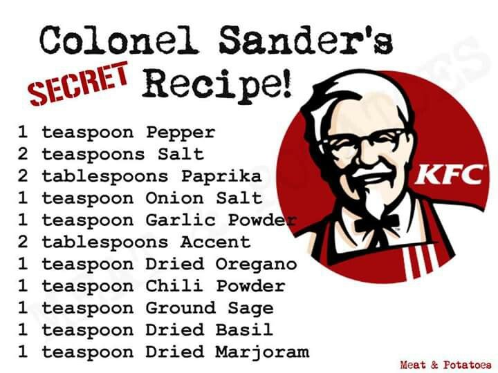 What is Colonel Sanders recipe for chicken?