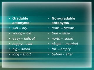 What is gradable and Ungradable antonyms?