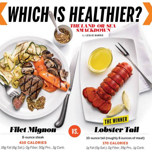 What is healthier steak or lobster?