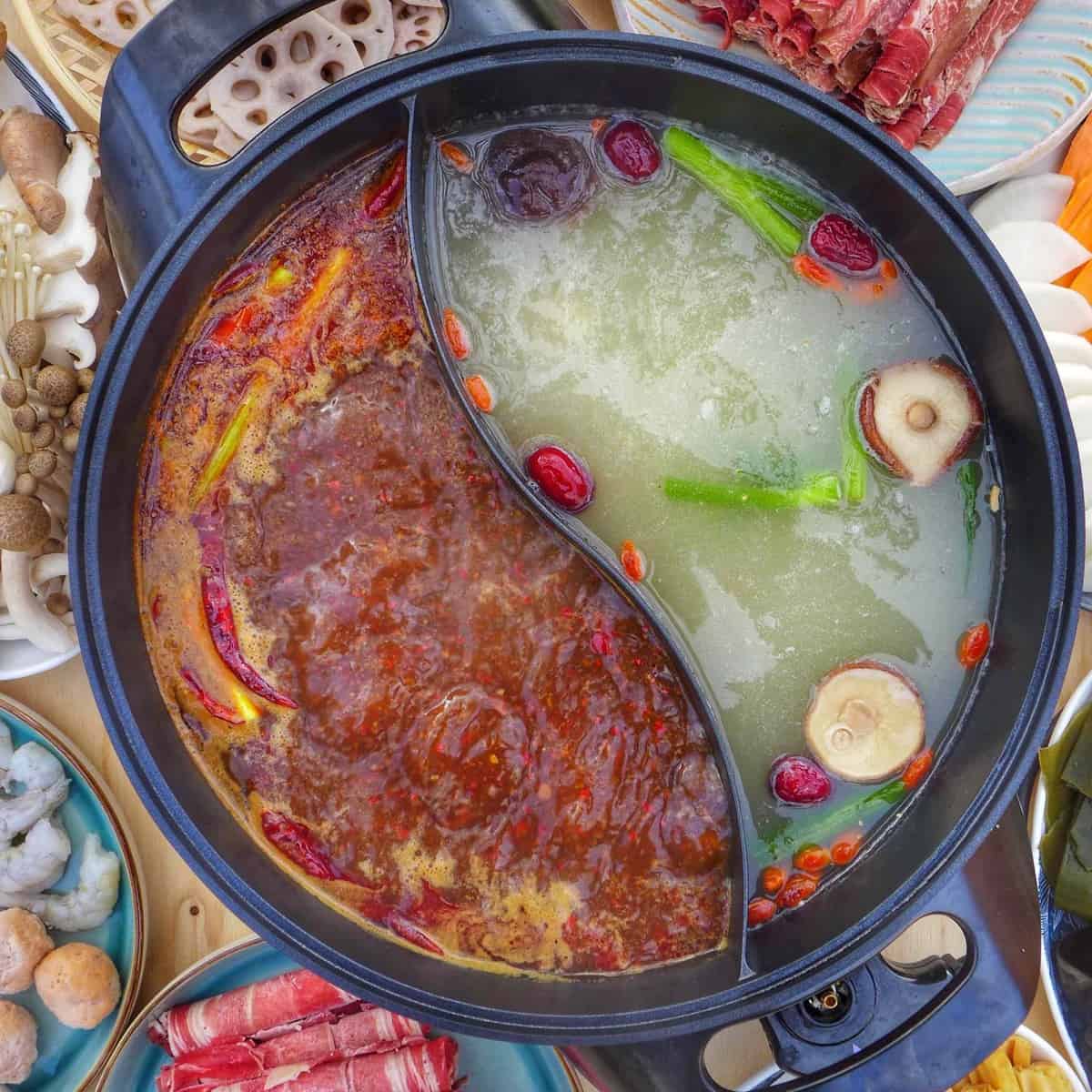 What is hot pot broth made of?