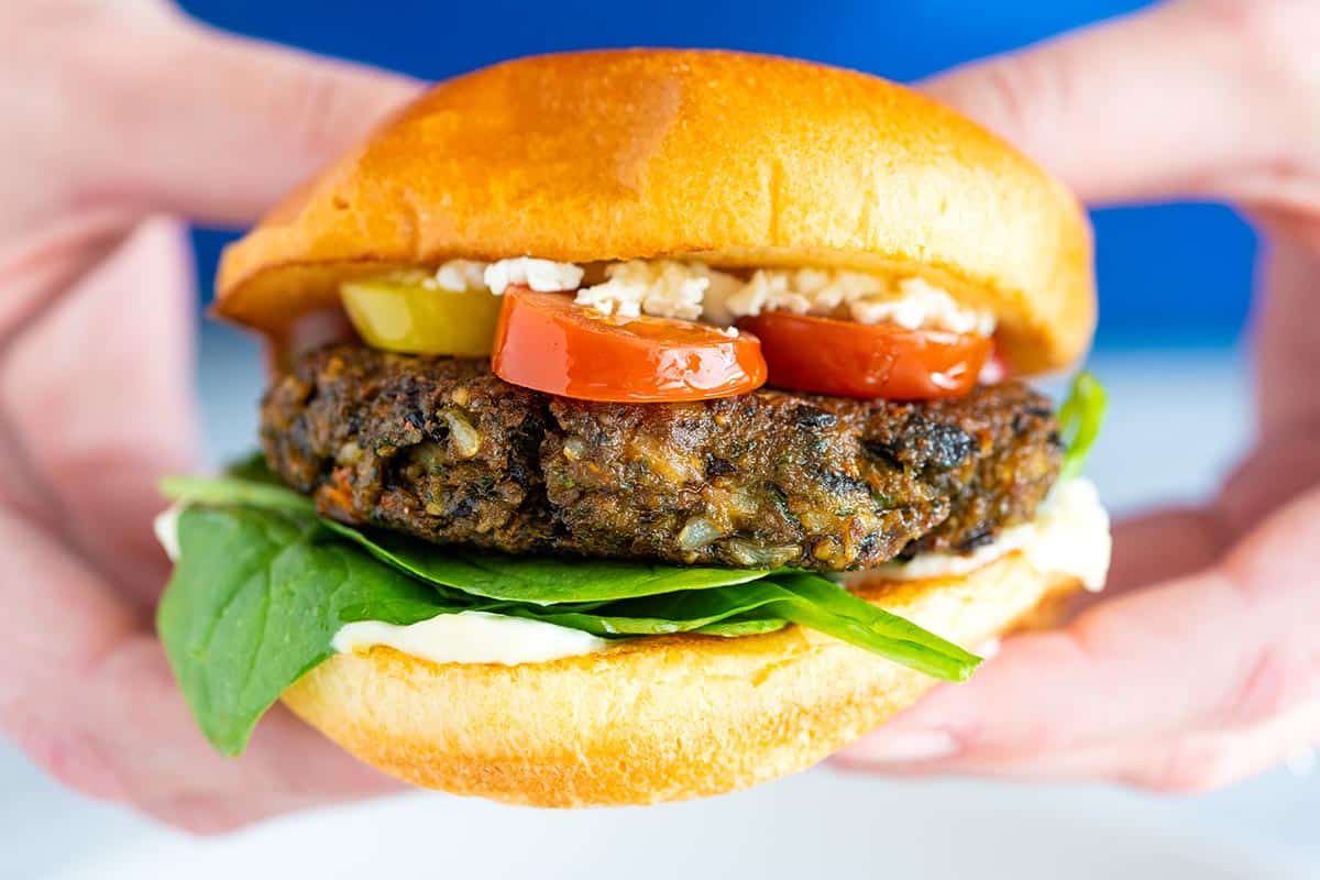 What is inside a vegetarian burger?