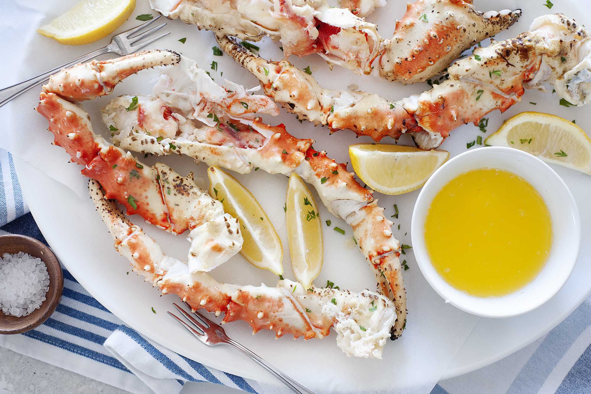 What is king crab served with?