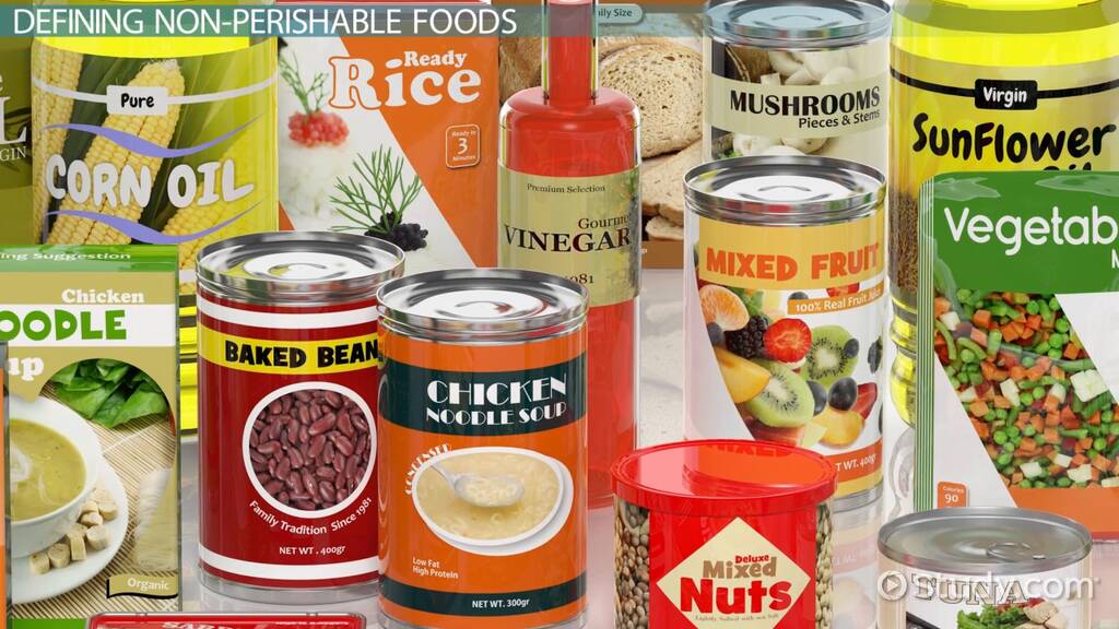 What is non perishable food explain with example and write examples?