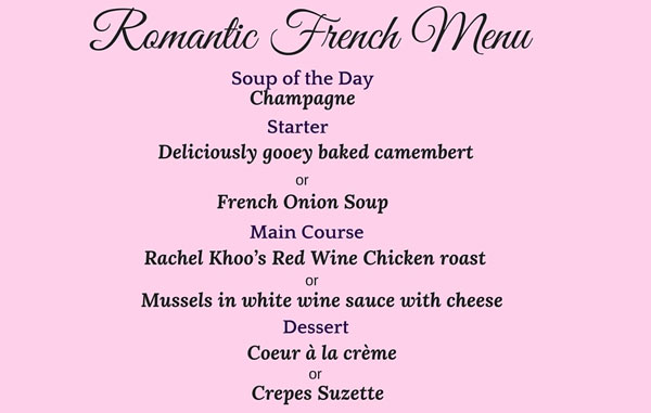 What is on a French menu?