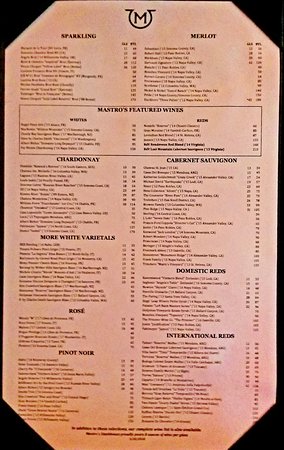 What is on the menu at Mastro's?