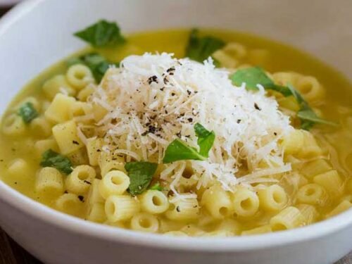 What is pasta with chicken broth?