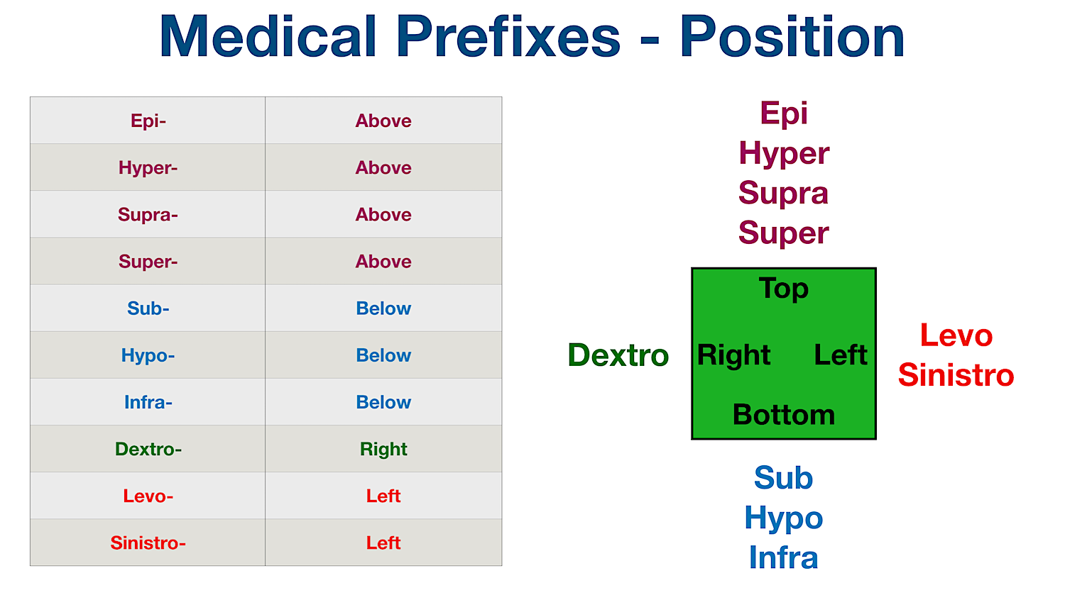 What is prefix in medical?
