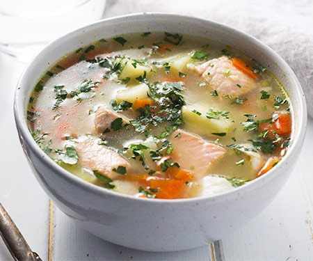 What is Russian fish soup made of?