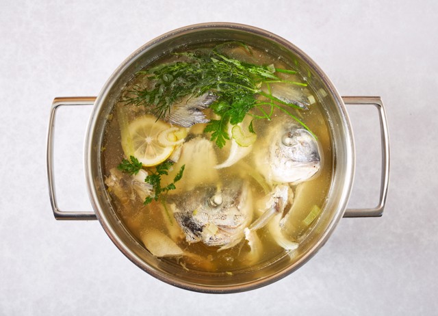 What is shellfish stock made of?