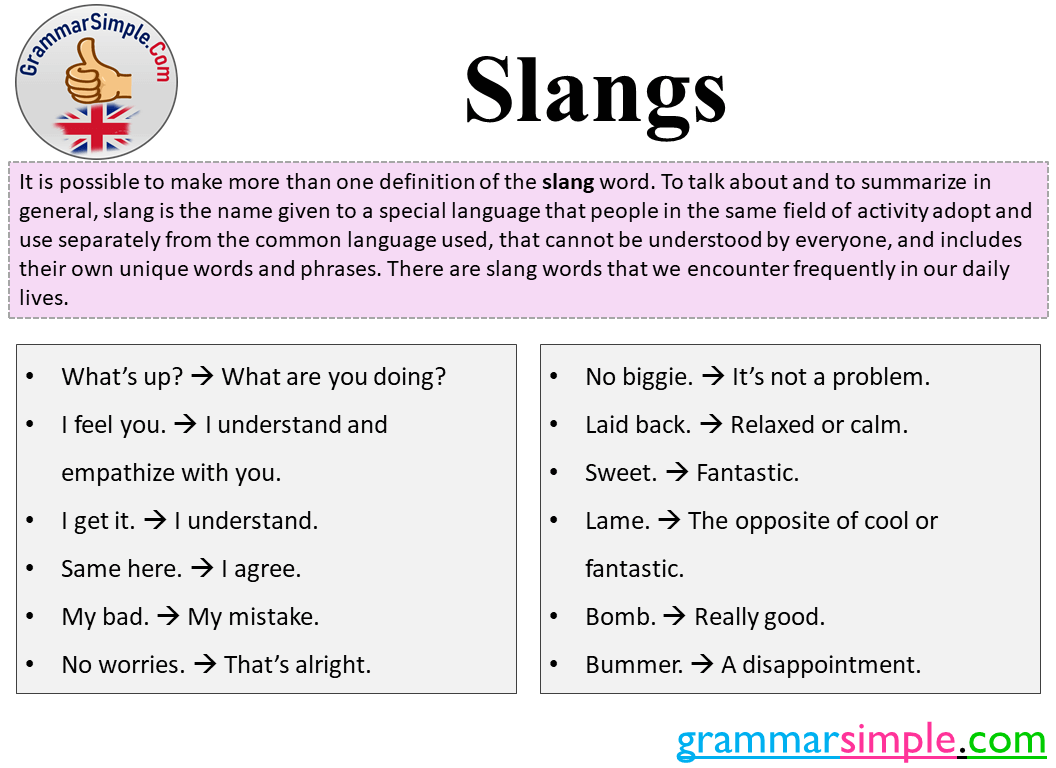 What is slang and examples?