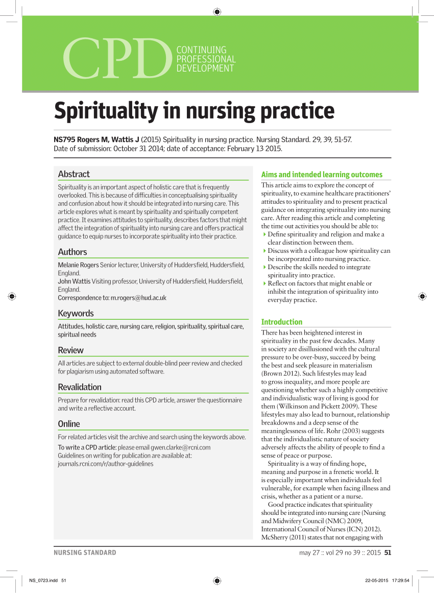 What is spirituality in nursing?