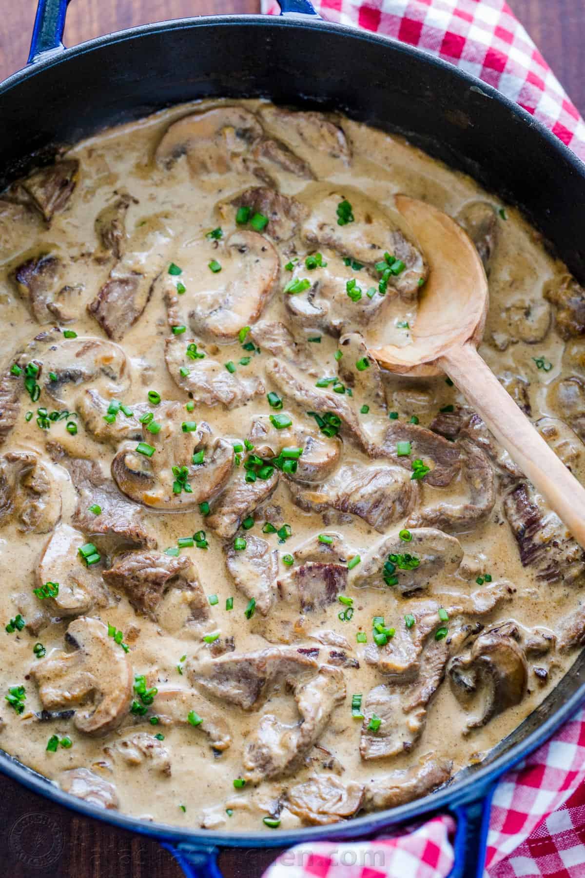What is stroganoff sauce made of?