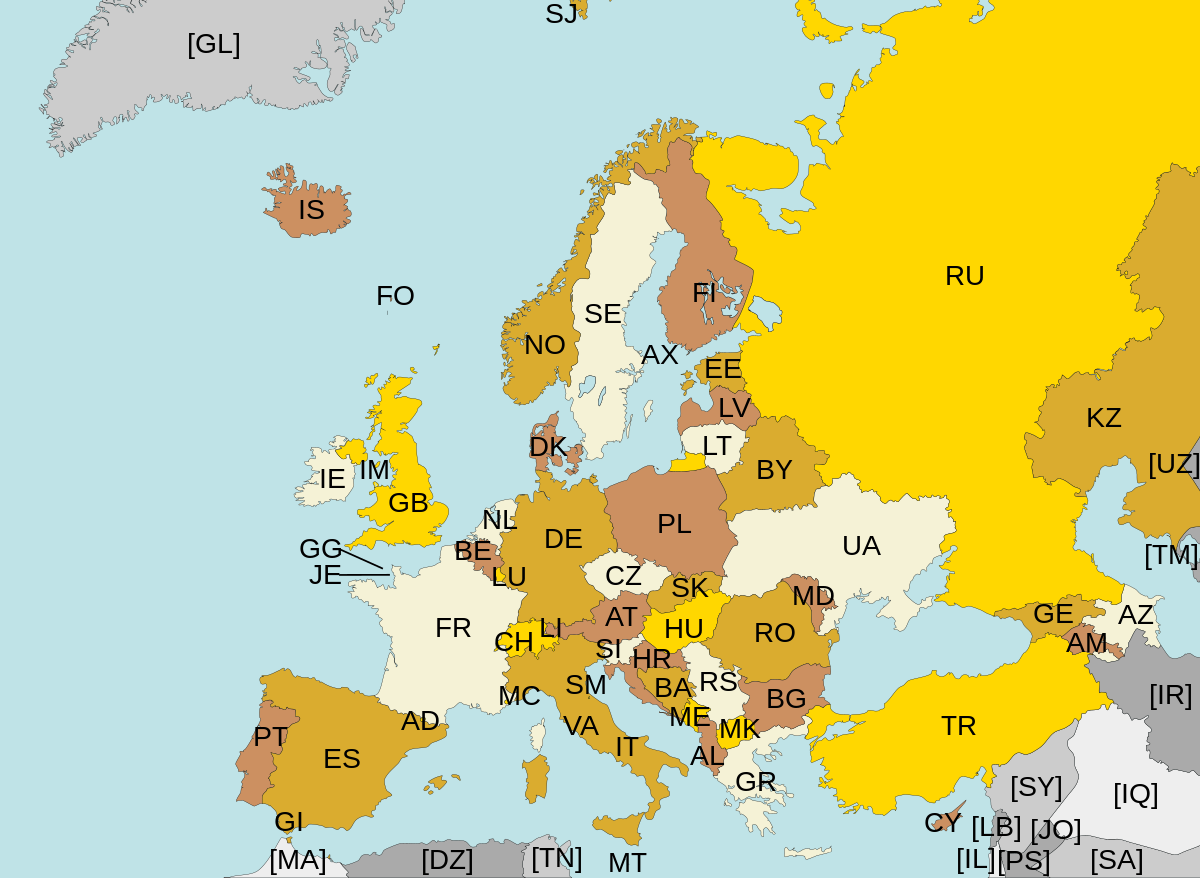 What is the 2 letter country code for United Kingdom?