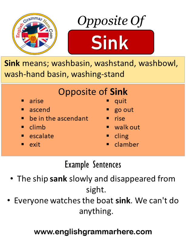 What is the antonym word of sink?