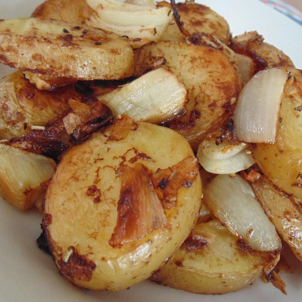 What is the best way to cook potatoes and onions?