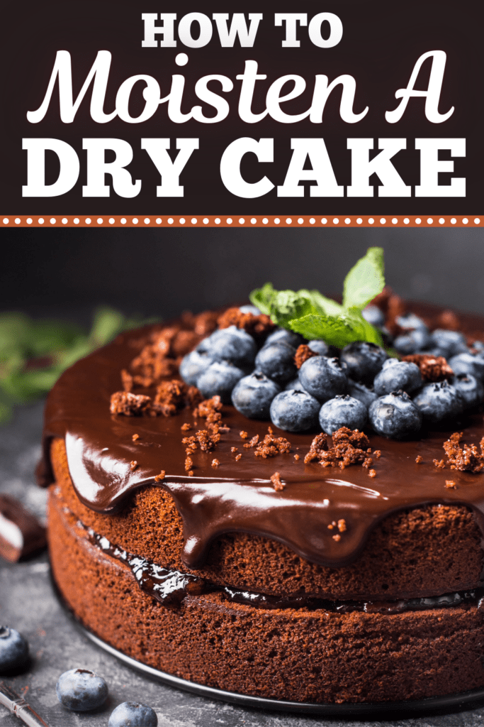 What is the best way to moisten a dry cake?