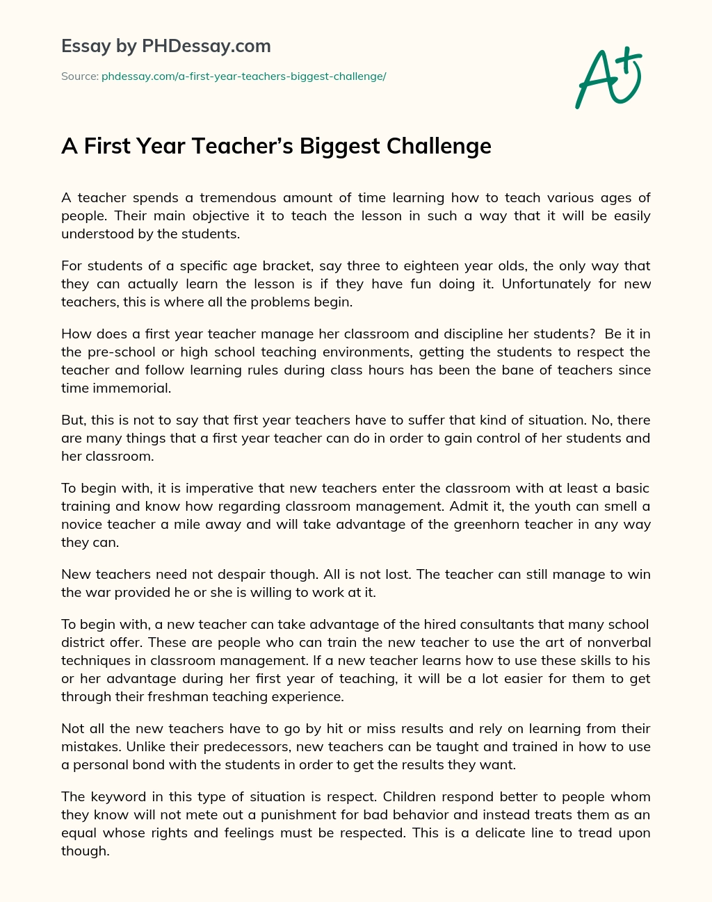 What is the big challenge for a teacher?