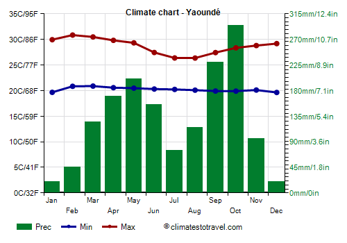 What is the coldest month in Cameroon?