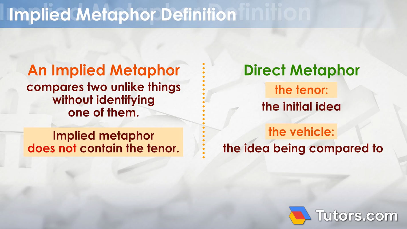 What is the difference between an implied metaphor and a metaphor?