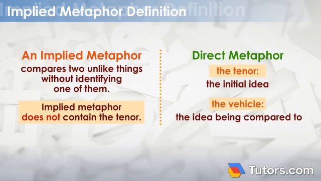 What is the difference between direct and implied metaphor?