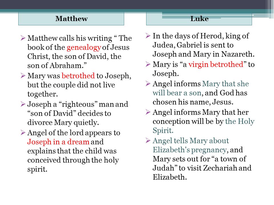 What is the difference between Matthew and Luke infancy narrative?