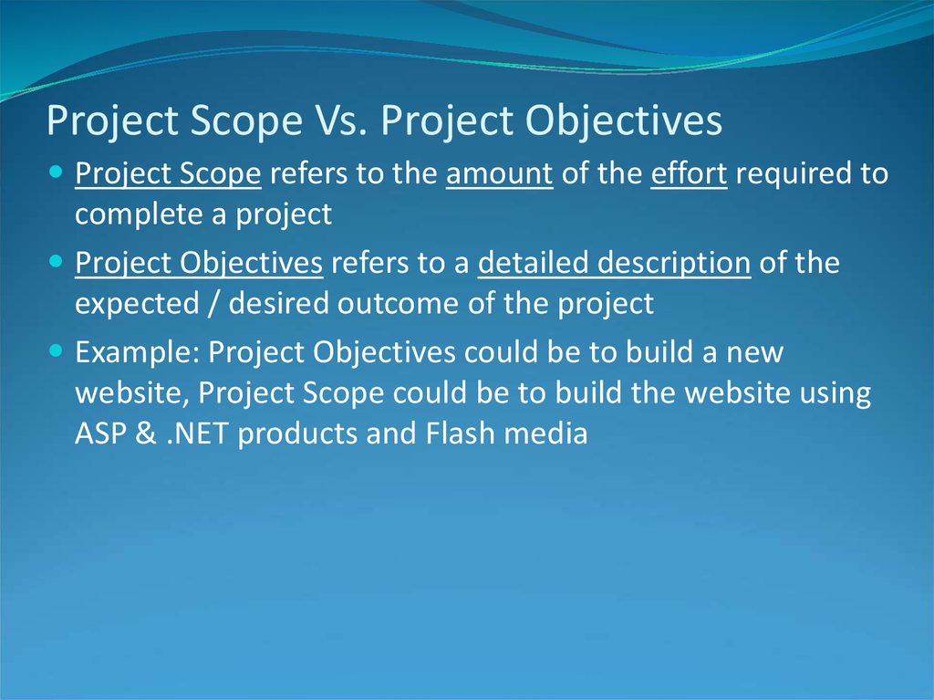 What is the difference between project purpose and scope?