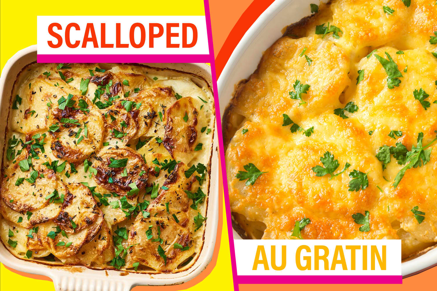 What is the difference between scalloped and gratin potatoes?