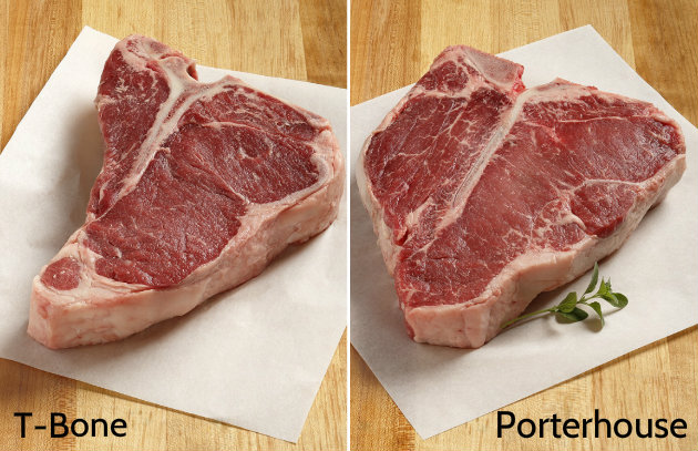 What is the difference in a T-bone and porterhouse?